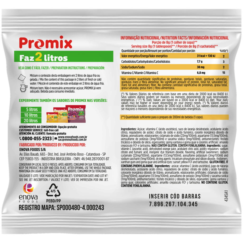 PROMIX 2L - 80g LARANJA | Refrescos Promix